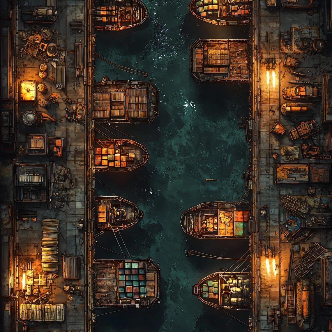 10 Cyberpunk Shipyard / Spaceport Battlemaps, Sci Fi, Dnd Battle Map, D ...