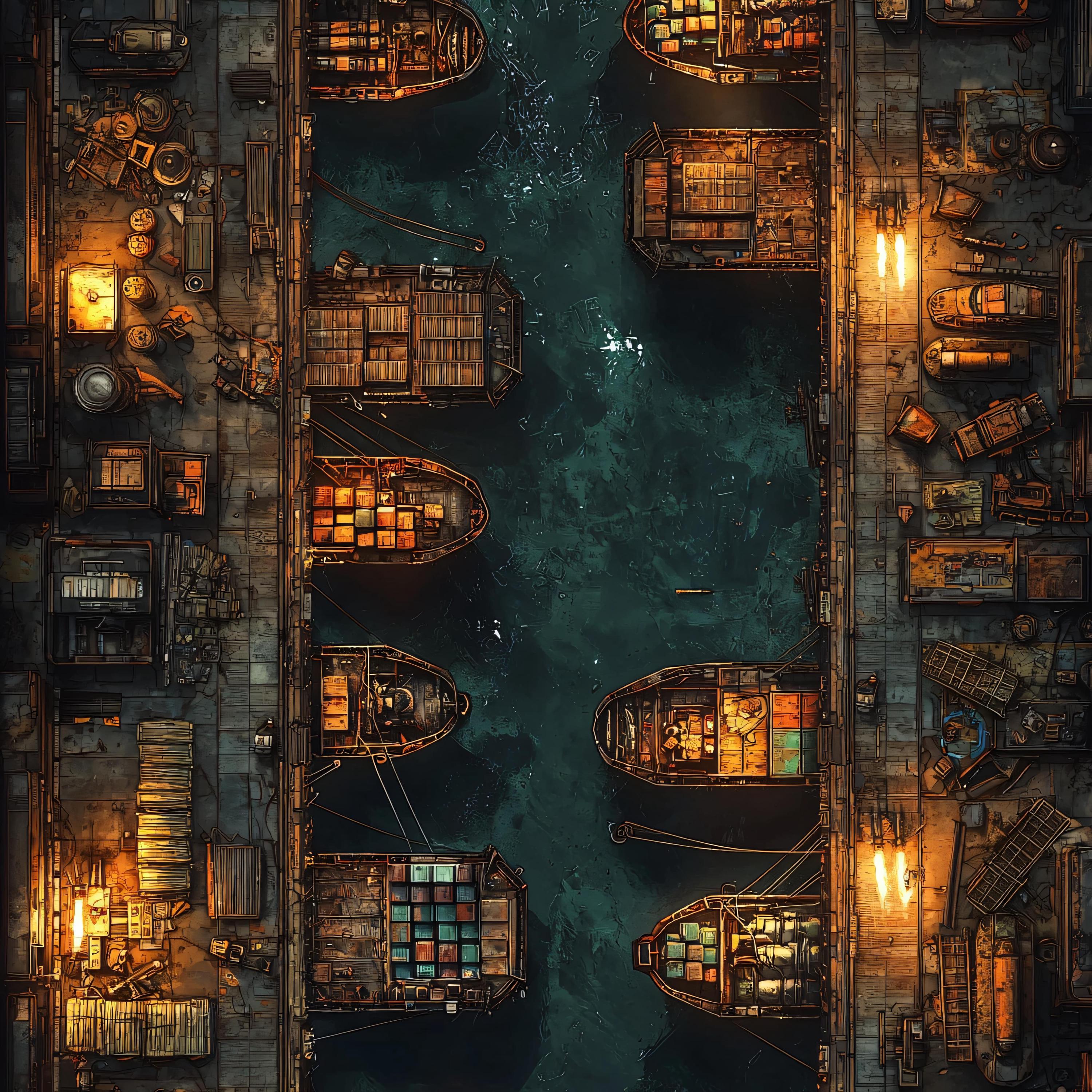 10 Cyberpunk Shipyard / Spaceport Battlemaps, Sci Fi, Dnd Battle Map, D ...