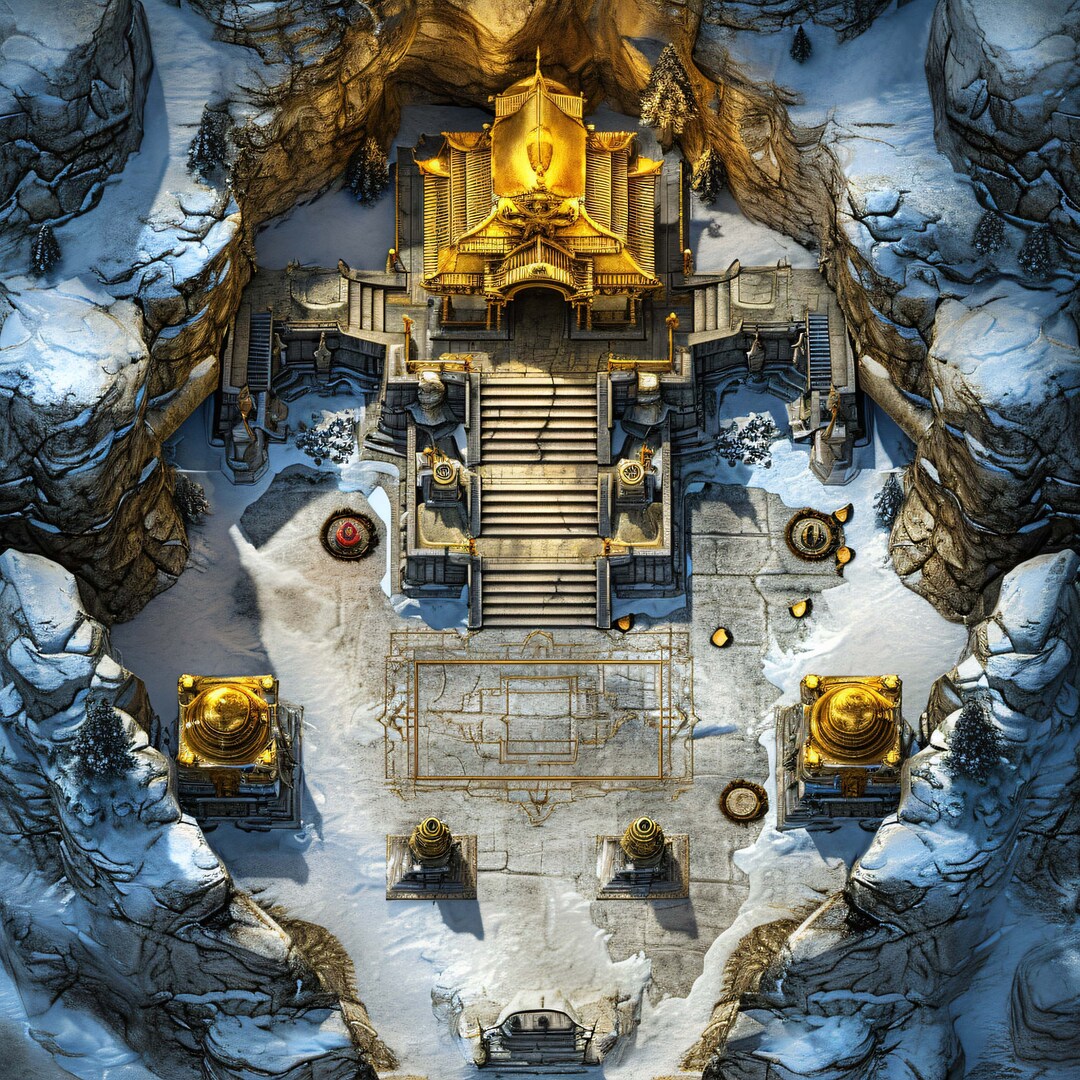 10 Gilded Temple Battle Maps, Golden Temple, DnD Battle Map, Pathfinder ...