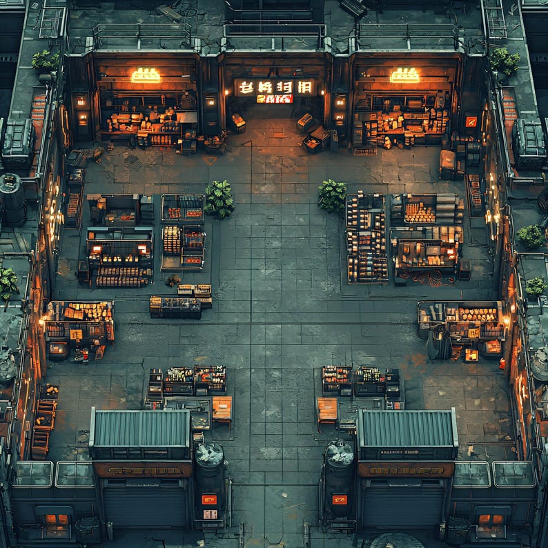 10 Cyberpunk Open Air Market Battlemaps, Sci Fi, Dnd Battle Map, D&D ...
