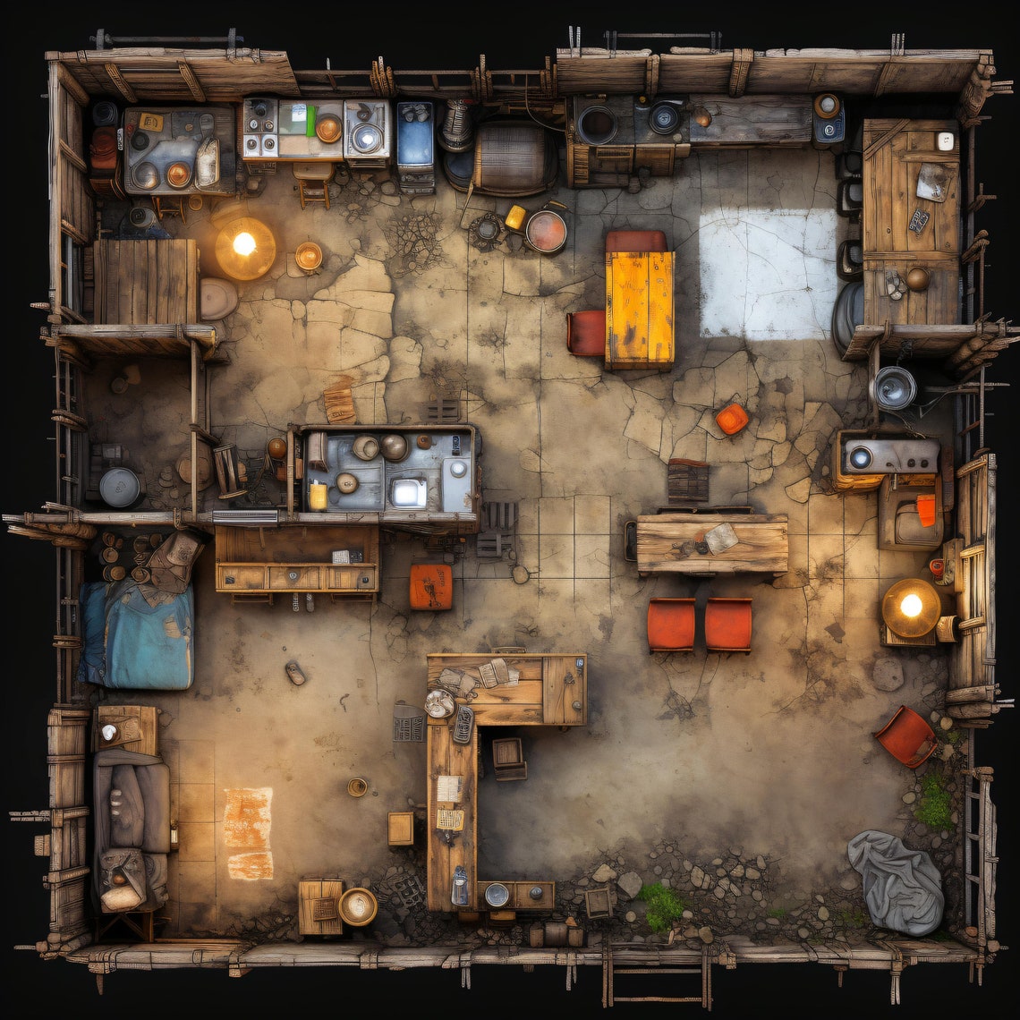 10 Cyberpunk Slums Battlemaps, Sci Fi, Dnd Battle Map, Cyberpunk, D&D ...