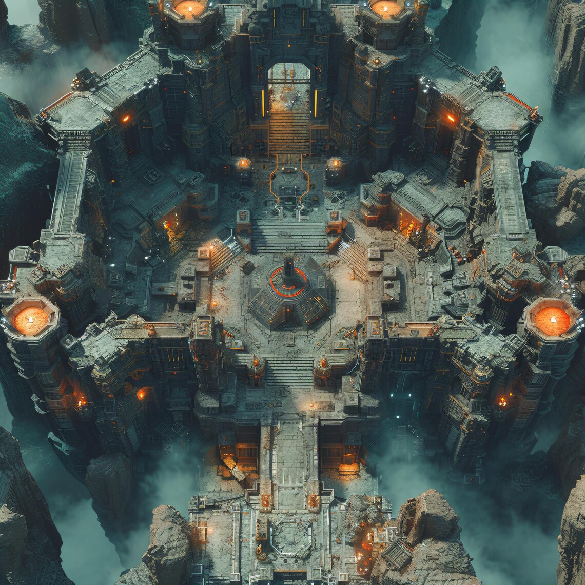 10 Cyberpunk Fortress Battlemaps, Sci Fi, Dnd Battle Map, Cyberpunk, D ...