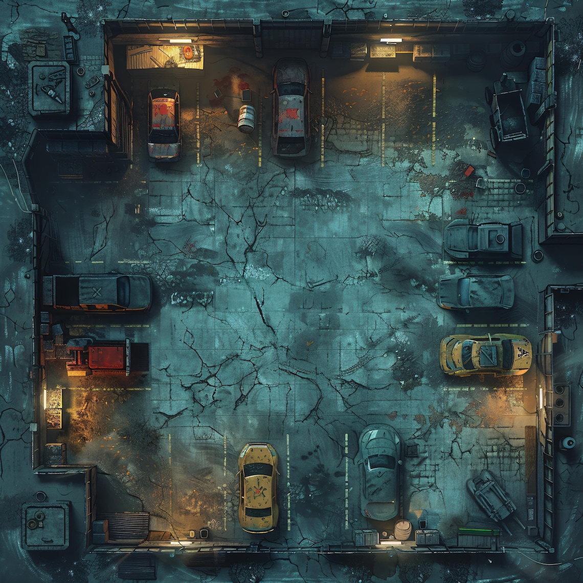 10 Cyberpunk Parking Battlemaps, Sci Fi, Dnd Battle Map, Cyberpunk, D&D ...