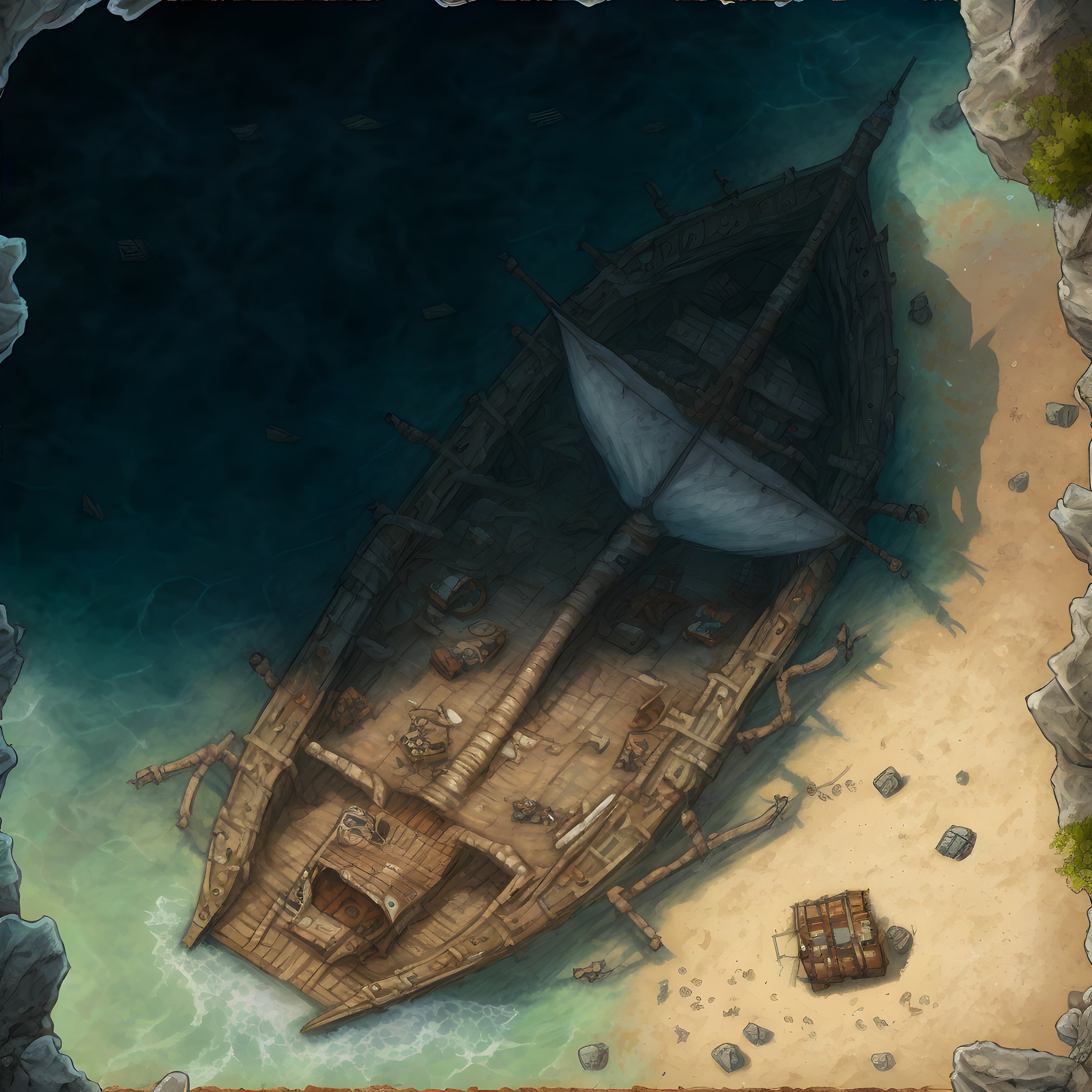 10 Beach Battle Maps, Dnd Battle Map, Pathfinder, D&D, Battlemap ...