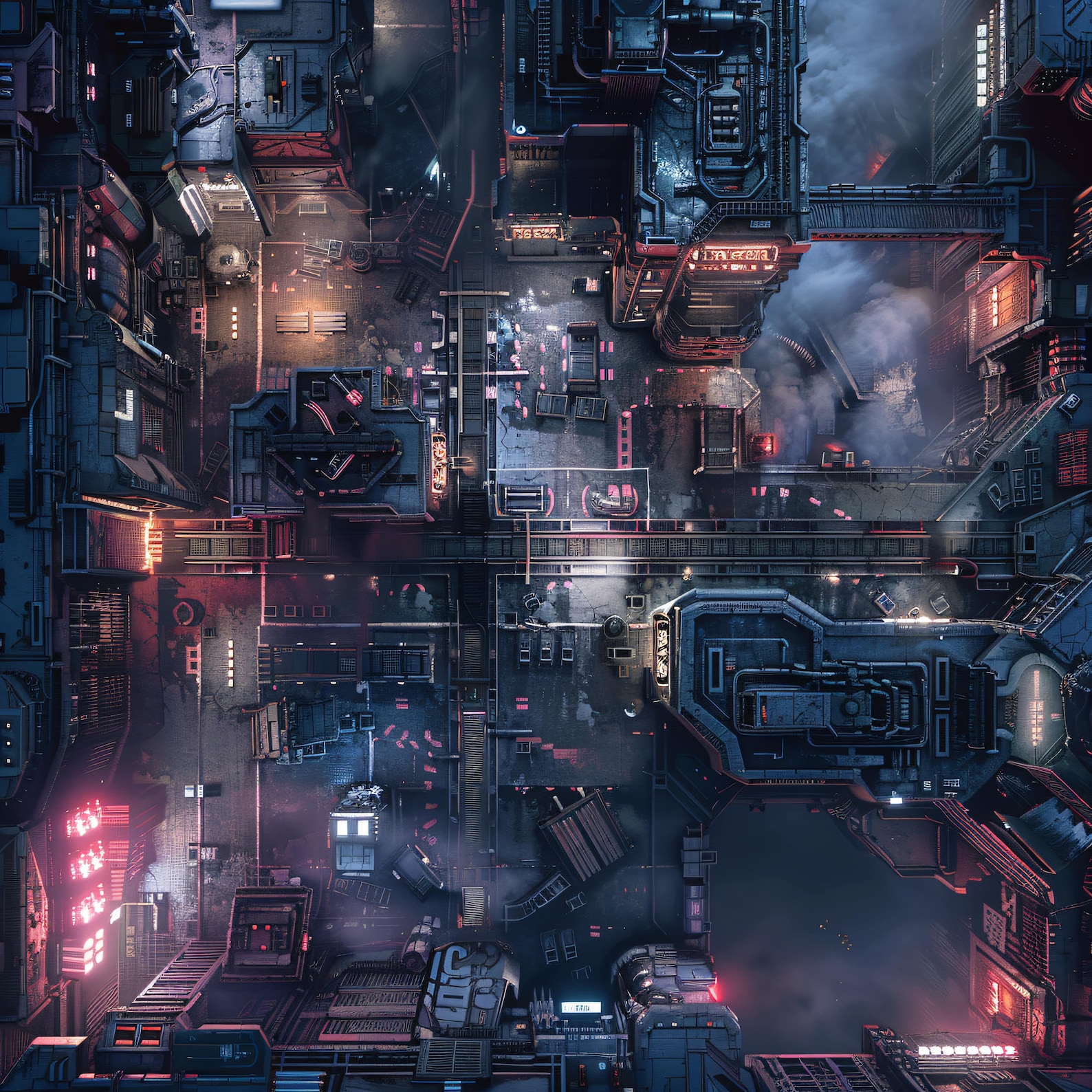 10 Cyberpunk Rooftop Battlemaps, Sci Fi, Dnd Battle Map, Cyberpunk, D&D ...