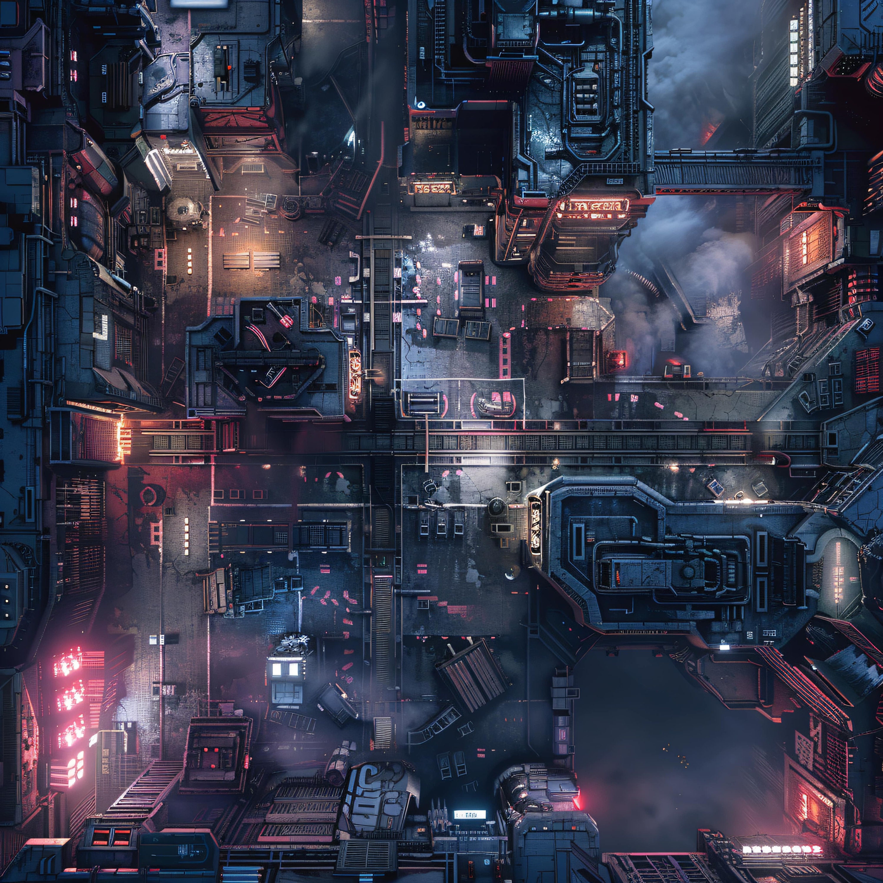 10 Cyberpunk Rooftop Battlemaps, Sci Fi, Dnd Battle Map, Cyberpunk, D&D ...