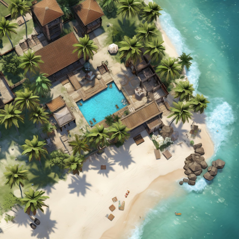 10 Beach Resort Maps, Pathfinder, D&D, Battlemap, Dungeons and Dragons ...