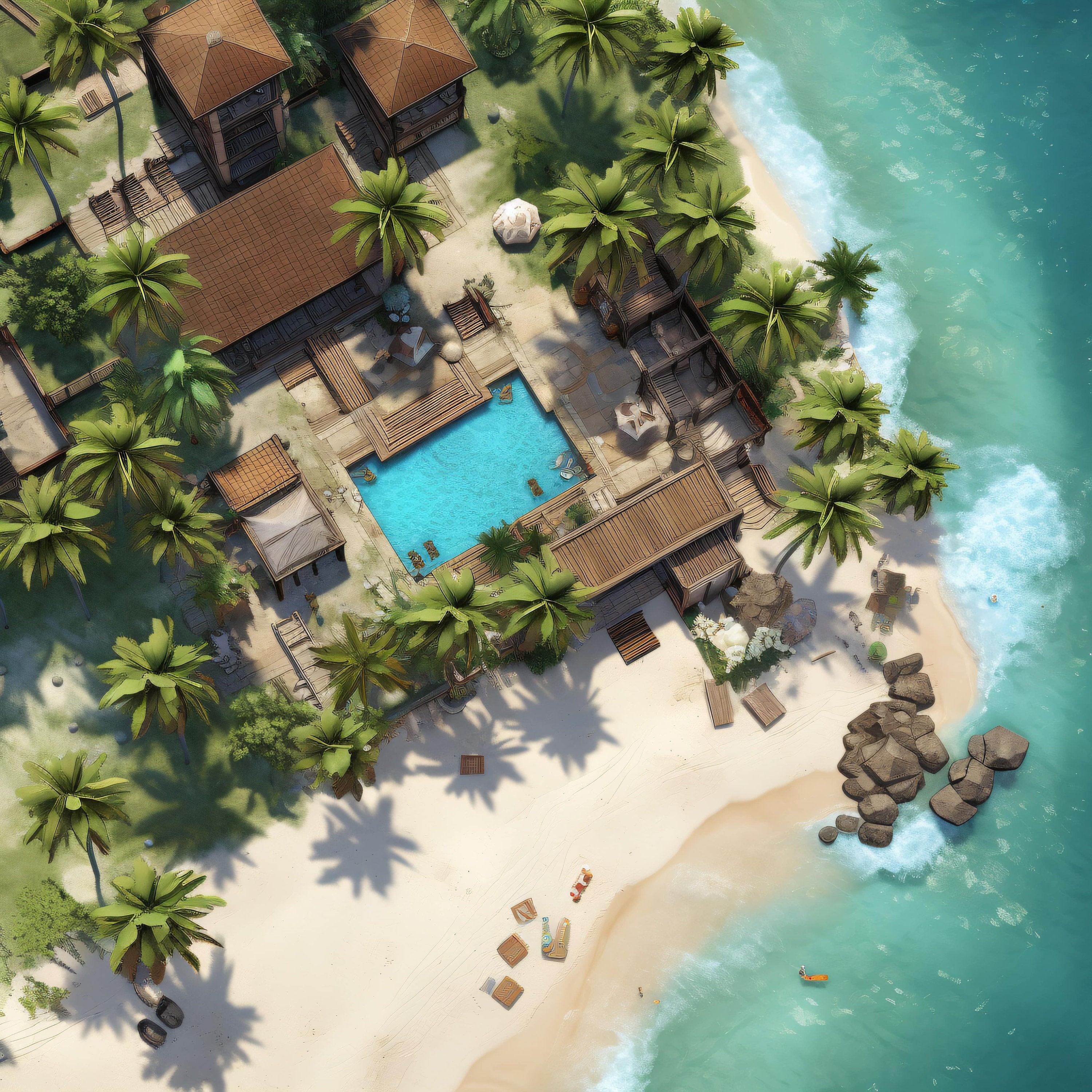 10 Beach Resort Maps, Pathfinder, D&D, Battlemap, Dungeons and Dragons ...