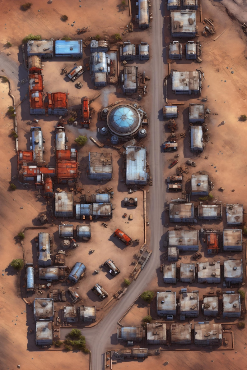 10 Cyberpunk Badlands / Nomad Battlemaps, Sci Fi, Cyberpunk, D&D ...