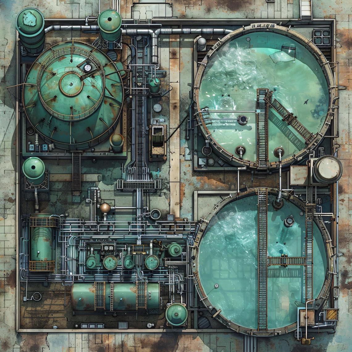 10 Cyberpunk Refinery Battlemaps, Sci Fi, Cyberpunk, D&D, Shadowrun ...