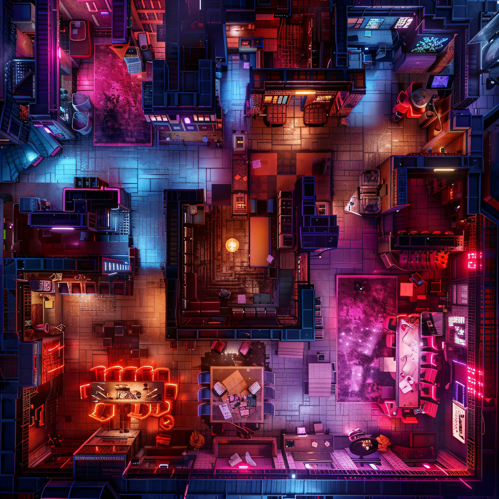 10 Cyberpunk Market Battlemaps, Sci Fi, Dnd Battle Map, Cyberpunk, D&D ...