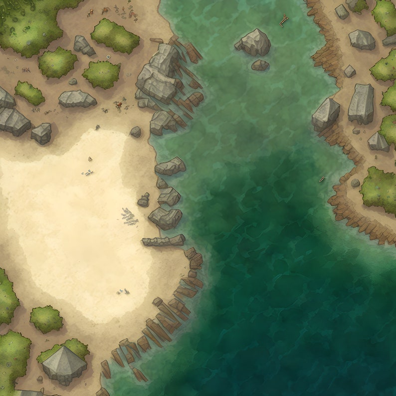 10 Beach Battle Maps, Dnd Battle Map, Pathfinder, D&D, Battlemap ...
