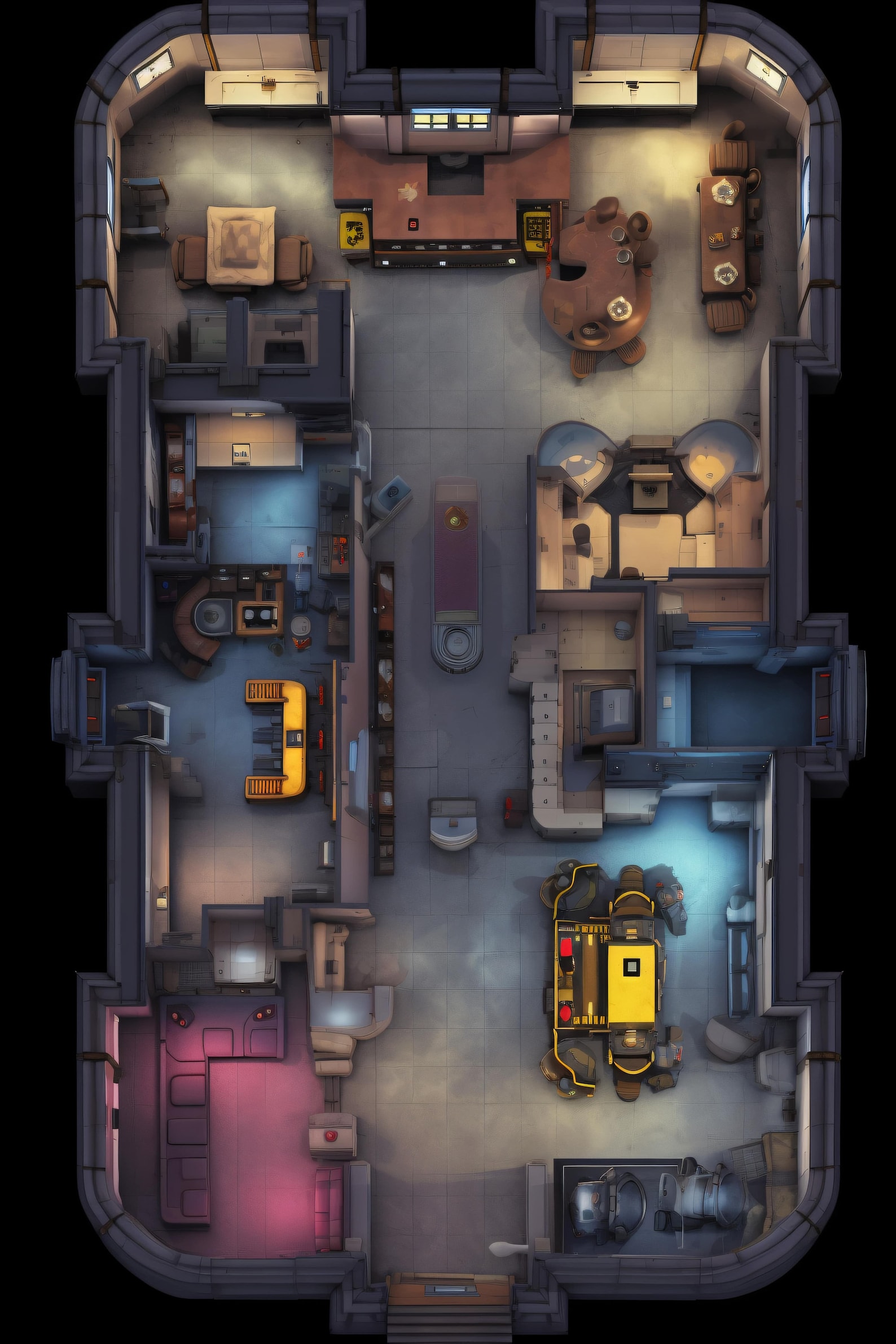 12 Cyberpunk Corpo Office Battlemaps, Sci Fi, Dnd Battle Map, Cyberpunk ...