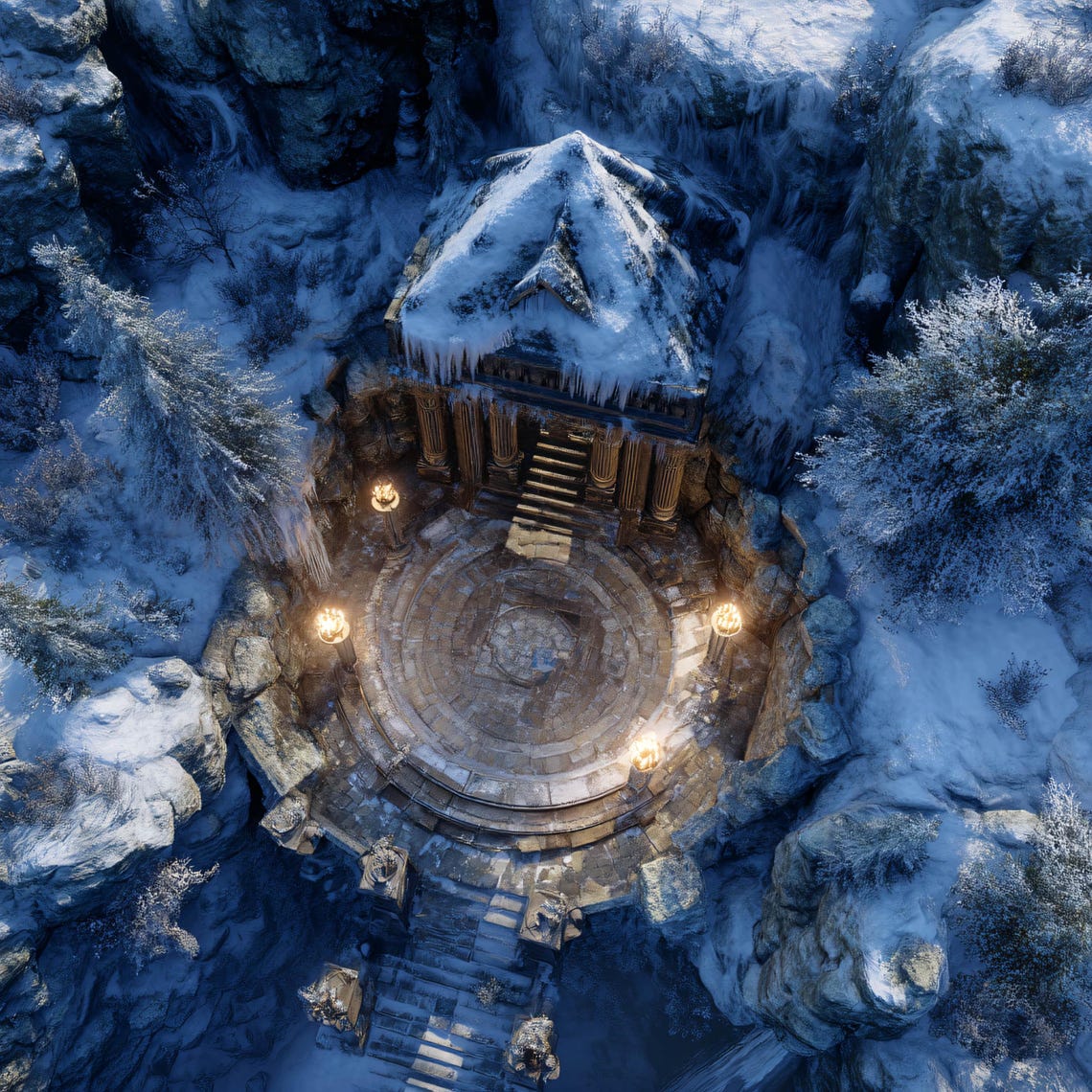 10 Gridless Frozen Village Battle Maps | VTT Pack for Dnd, Pathfinder ...