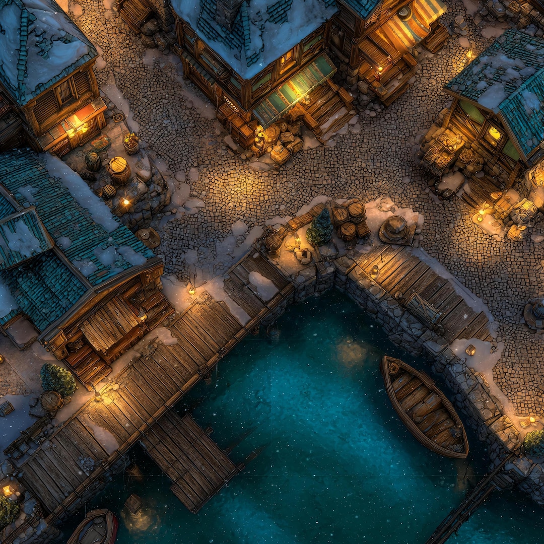 10 Waterfront/Docks Battle Maps, Underdark, Battle Map, Pathfinder, D&D ...