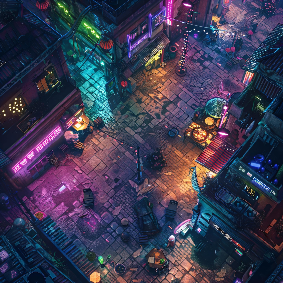 10 Cyberpunk Alley Battlemaps, Sci Fi, Dnd Battle Map, Cyberpunk, D&D ...