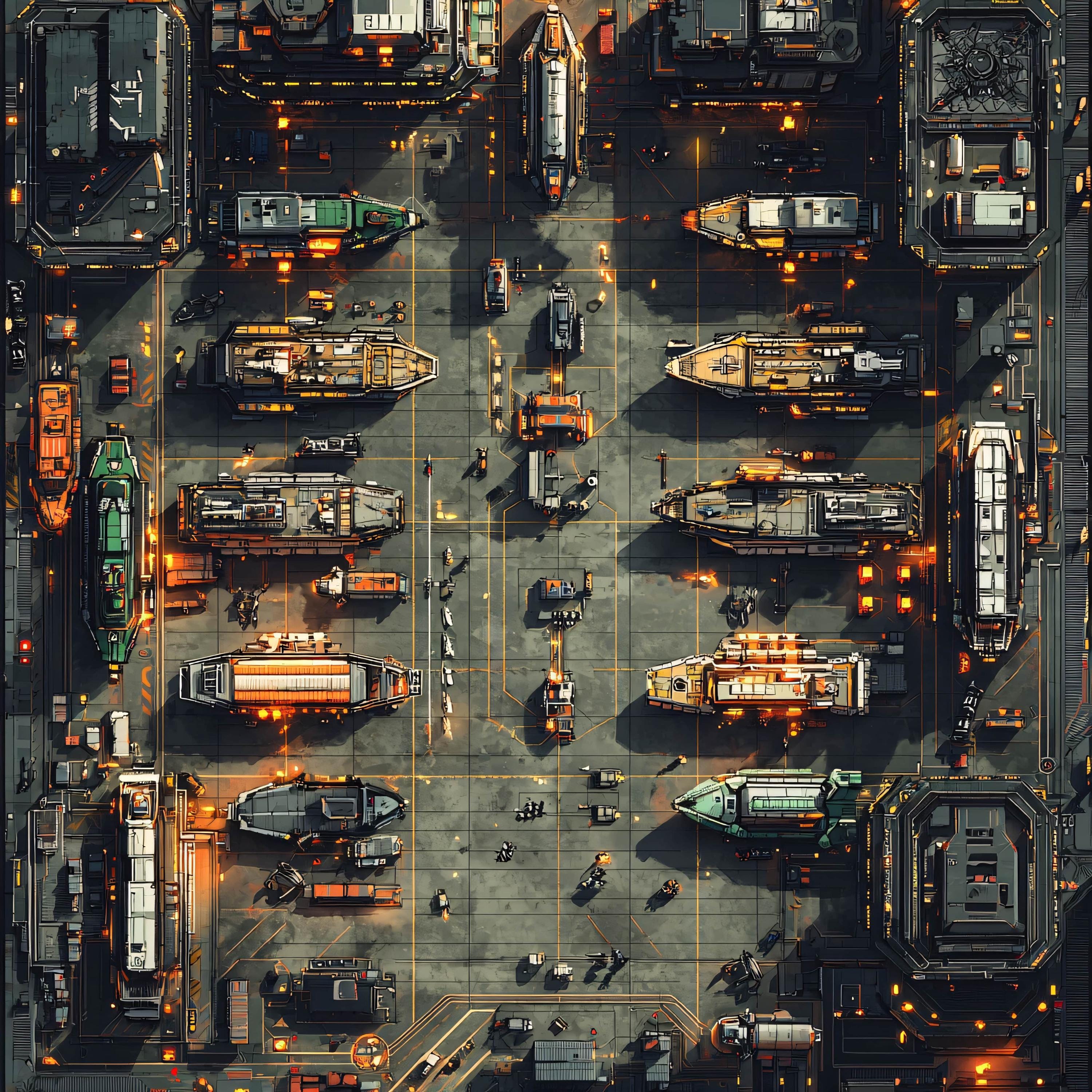 10 Cyberpunk Shipyard / Spaceport Battlemaps, Sci Fi, Dnd Battle Map, D ...