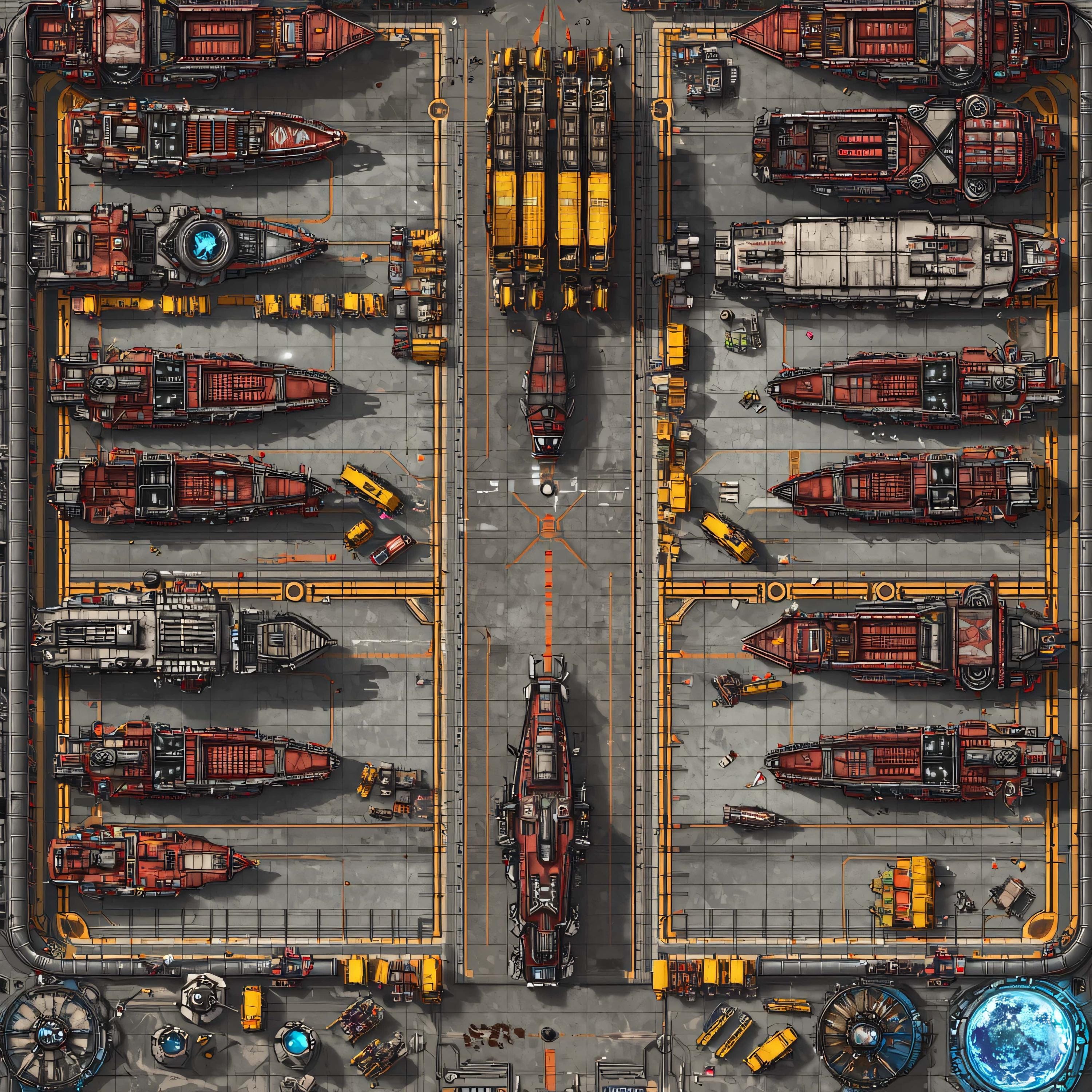 10 Cyberpunk Shipyard / Spaceport Battlemaps, Sci Fi, Dnd Battle Map, D ...