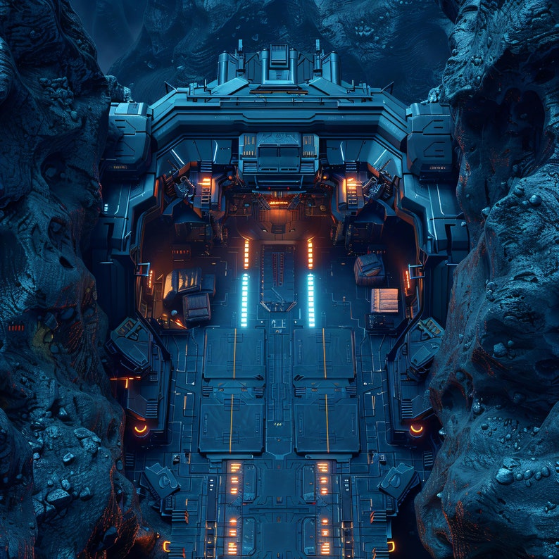 10 Cyberpunk Spaceport Battlemaps, Sci Fi, Dnd Battle Map, Cyberpunk, D ...