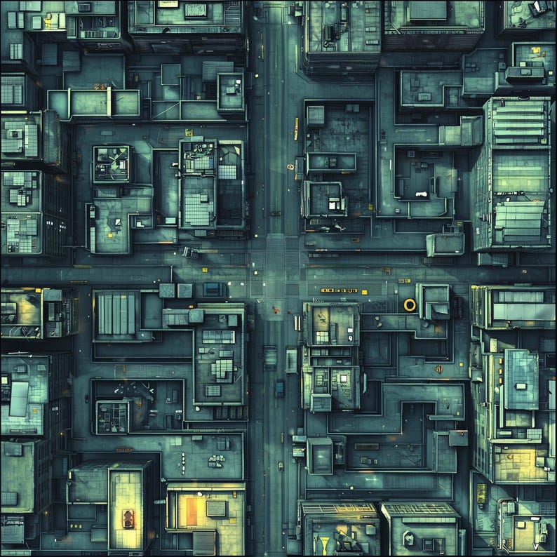 10 Modern Streets Battlemaps, Sci Fi, Dnd Battle Map, Cyberpunk, D&D ...