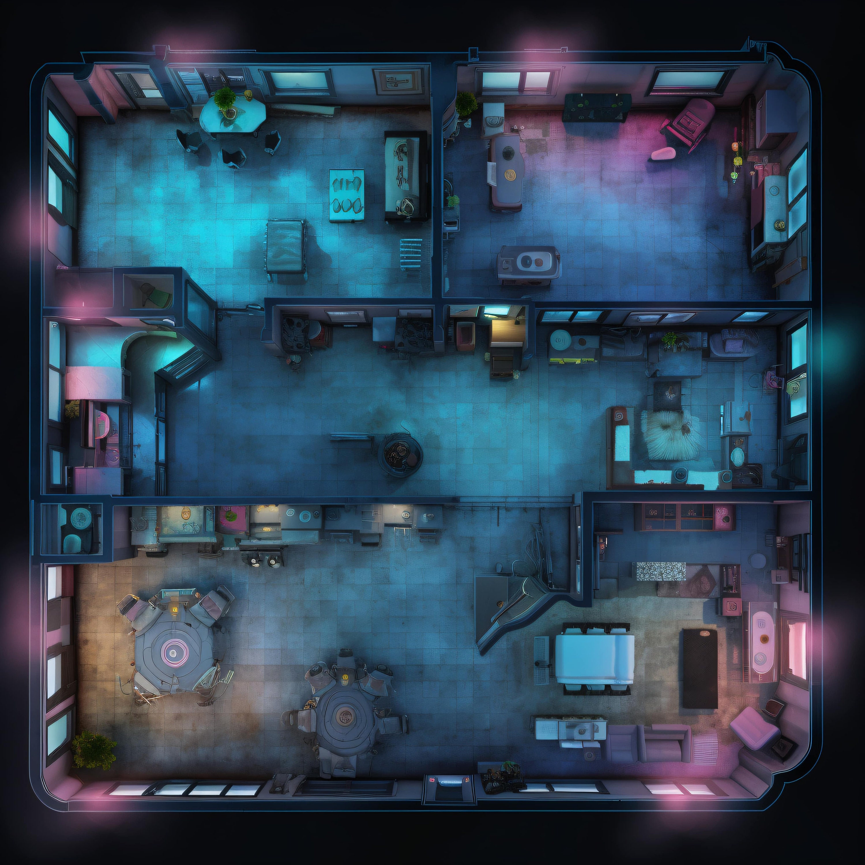 10 Cyberpunk Facility Battlemaps, Sci Fi, Dnd Battle Map, Cyberpunk, D ...