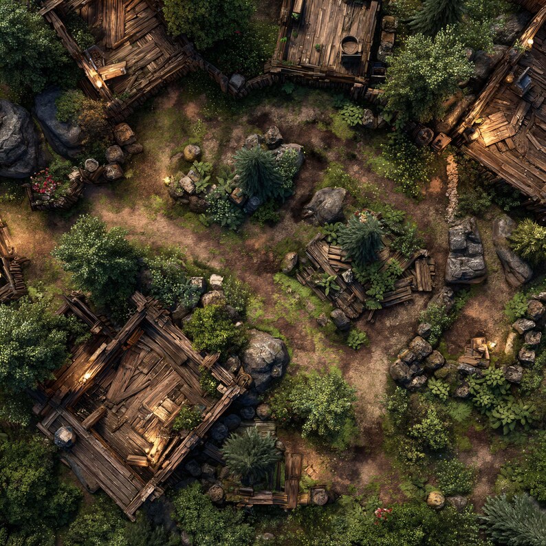 10 Gridless Wrecked Village Battle Maps | VTT Pack for Dnd, Pathfinder ...