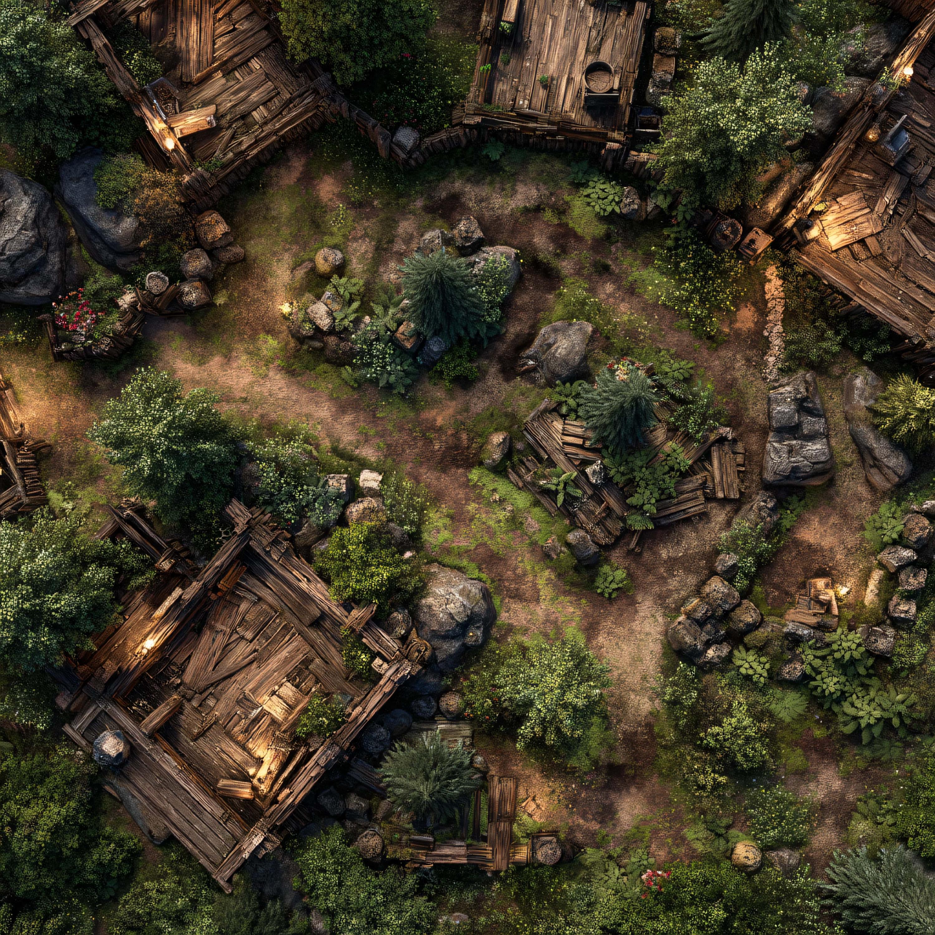 10 Gridless Wrecked Village Battle Maps | VTT Pack for Dnd, Pathfinder ...