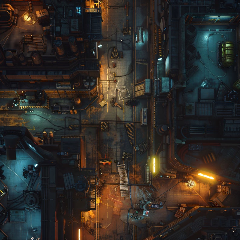 10 Cyberpunk Alley Battlemaps, Sci Fi, Dnd Battle Map, Cyberpunk, D&D ...