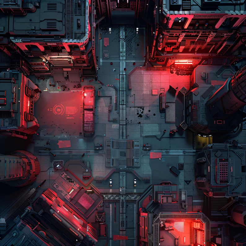 10 Cyberpunk Warehouse Battlemaps, Sci Fi, Dnd Battle Map, Cyberpunk, D ...