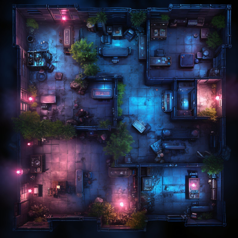 10 Abandoned Cyberpunk Battlemaps, Sci Fi, Dnd Battle Map, Cyberpunk, D ...