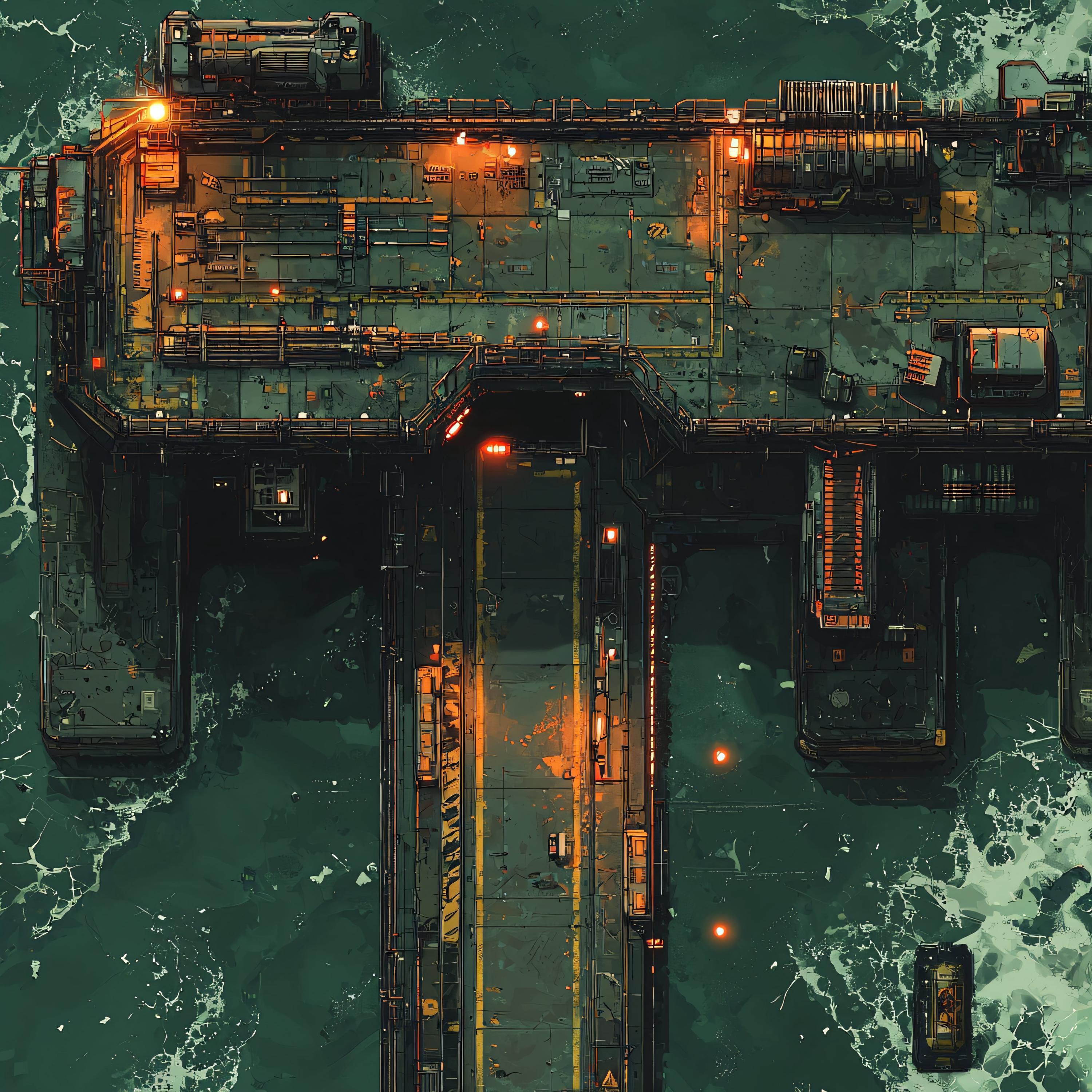 10 Cyberpunk River Battlemaps, Sci Fi, Cyberpunk, Battle Map, D&D ...