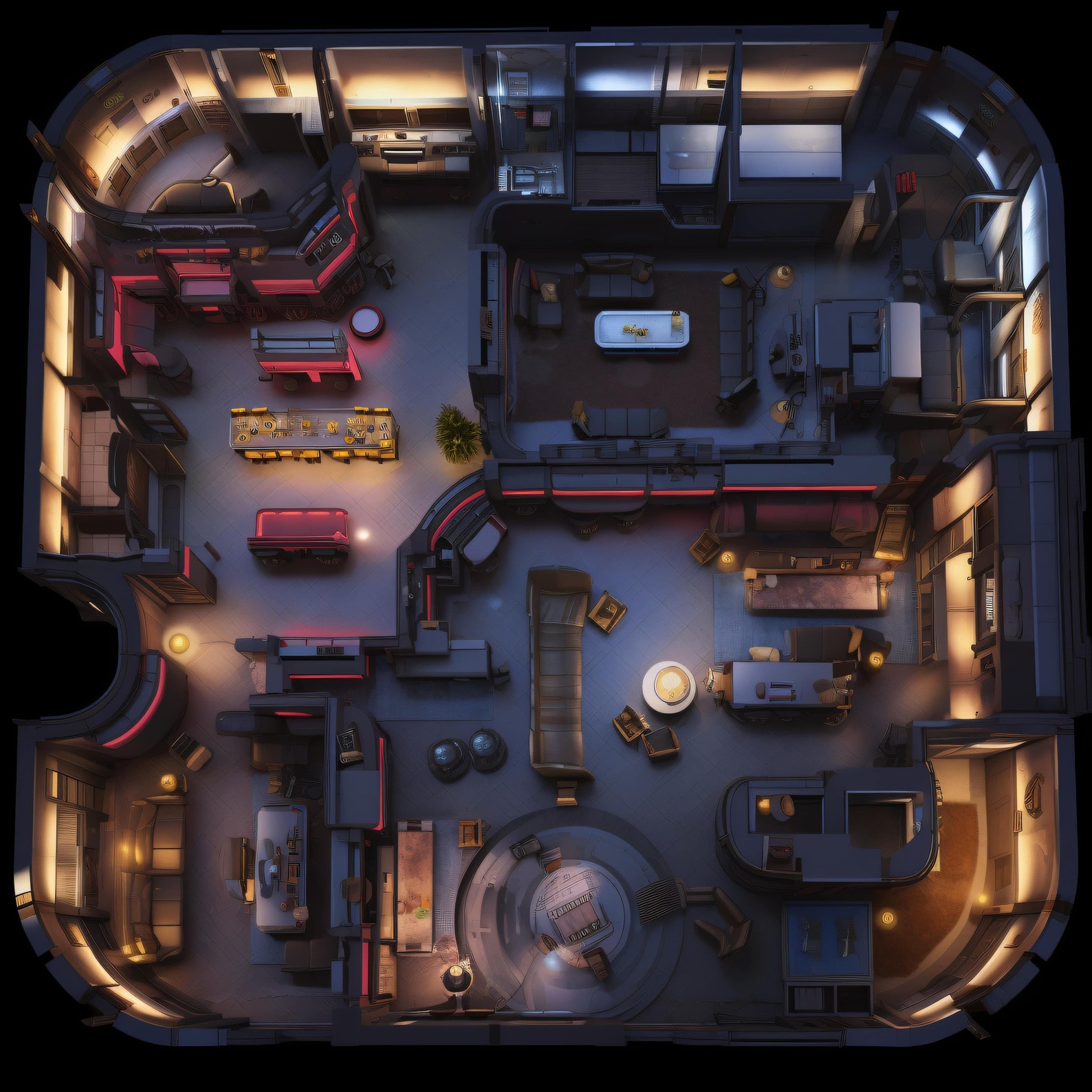 12 Cyberpunk Corpo Office Battlemaps, Sci Fi, Dnd Battle Map, Cyberpunk ...