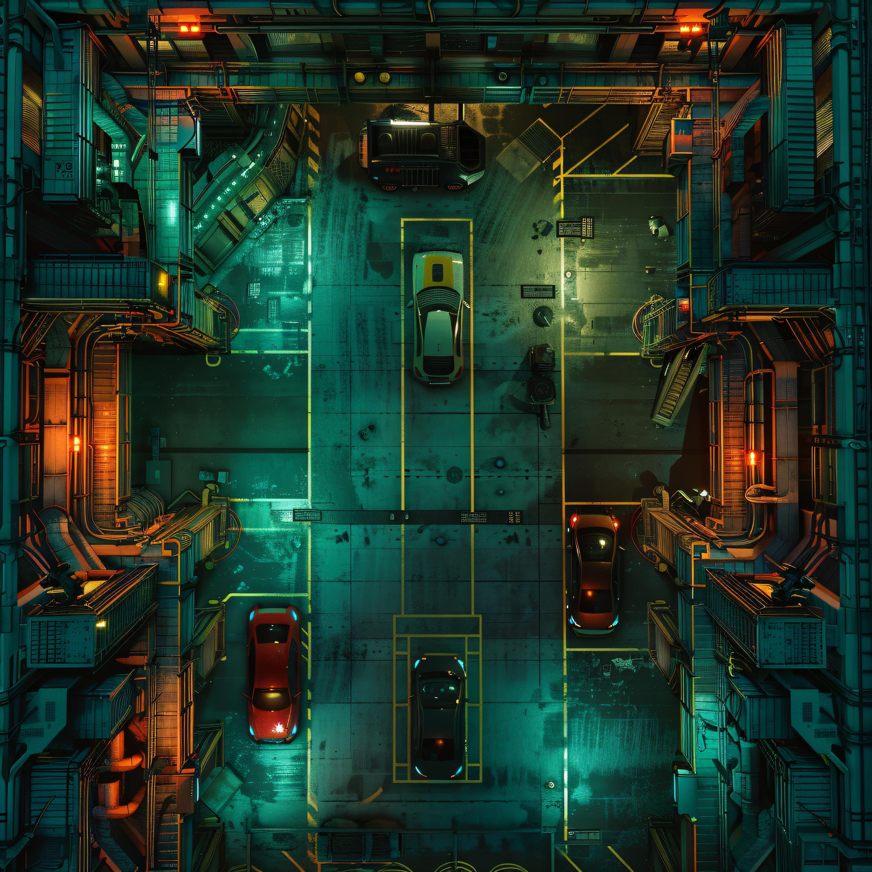 10 Cyberpunk Parking Battlemaps, Sci Fi, Dnd Battle Map, Cyberpunk, D&D ...