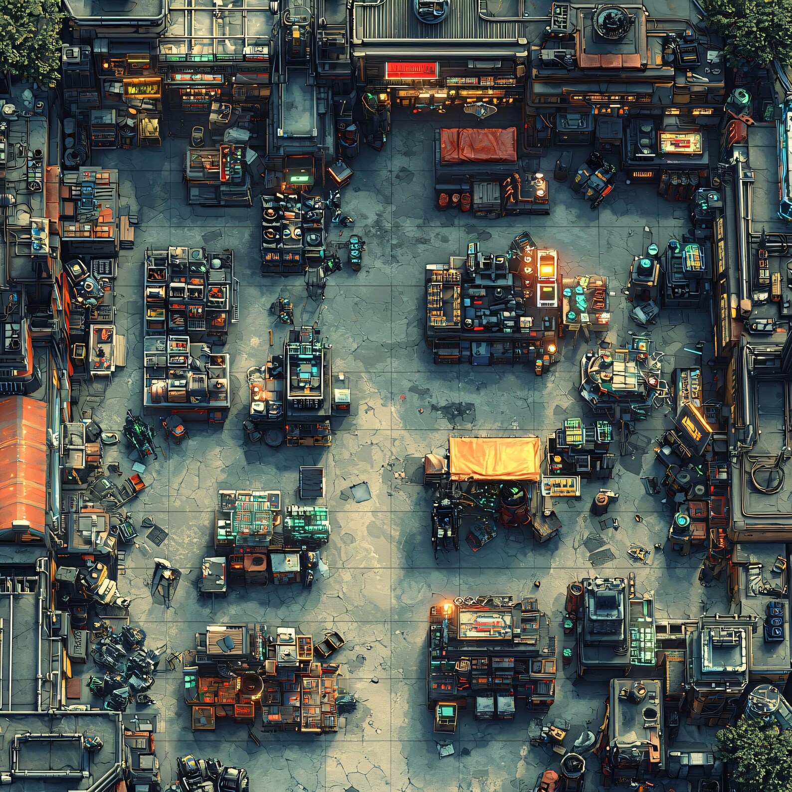 10 Cyberpunk Open Air Market Battlemaps, Sci Fi, Dnd Battle Map, D&D ...