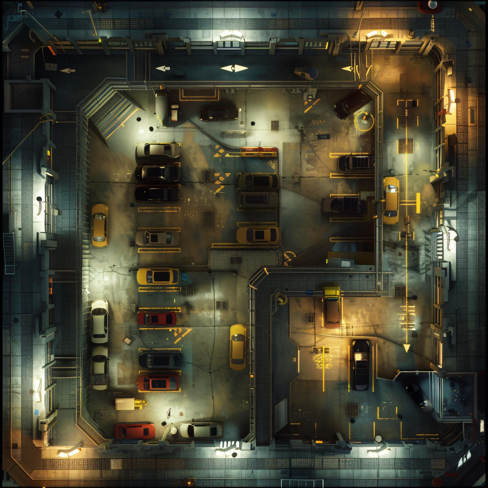 10 Cyberpunk Parking Battlemaps, Sci Fi, Dnd Battle Map, Cyberpunk, D&D ...