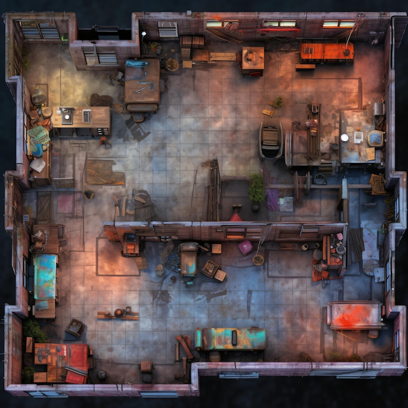10 Cyberpunk Slums Battlemaps, Sci Fi, Dnd Battle Map, Cyberpunk, D&D ...