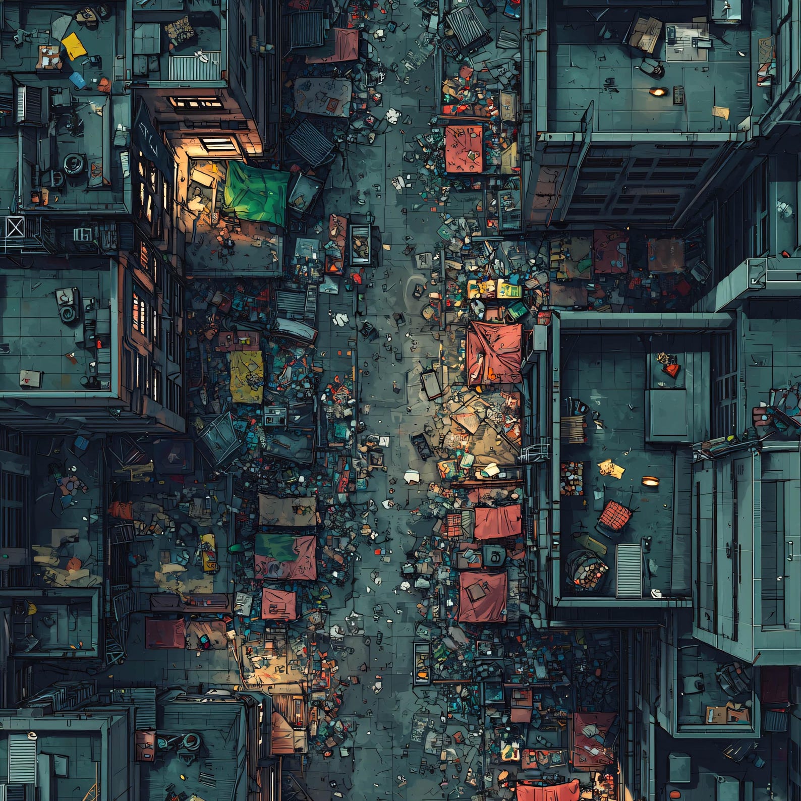 10 Cyberpunk City Ruins Battlemaps, Sci Fi, Cyberpunk, Battle Map, D&D ...