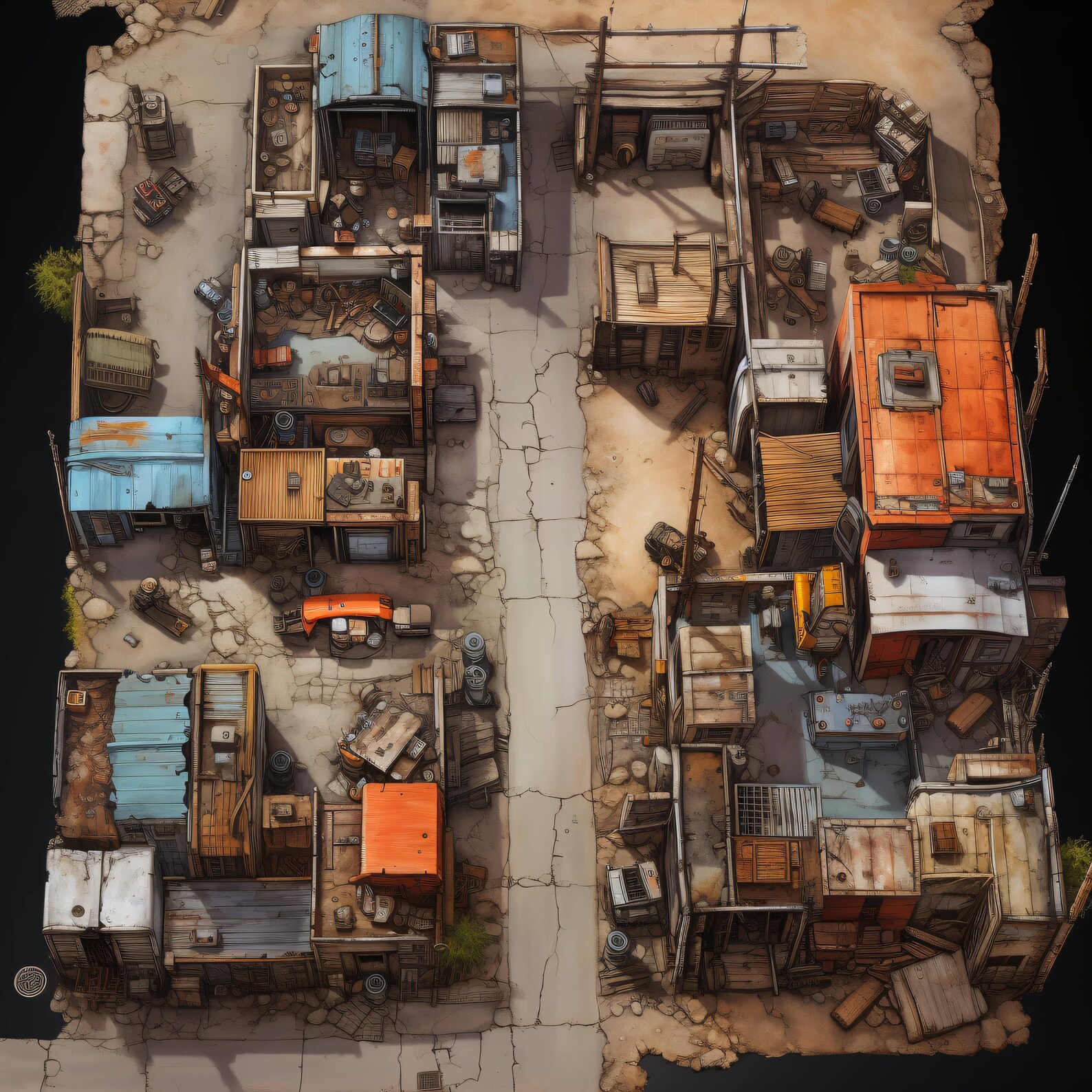 10 Cyberpunk Badlands / Nomad Battlemaps, Sci Fi, Cyberpunk, D&D ...