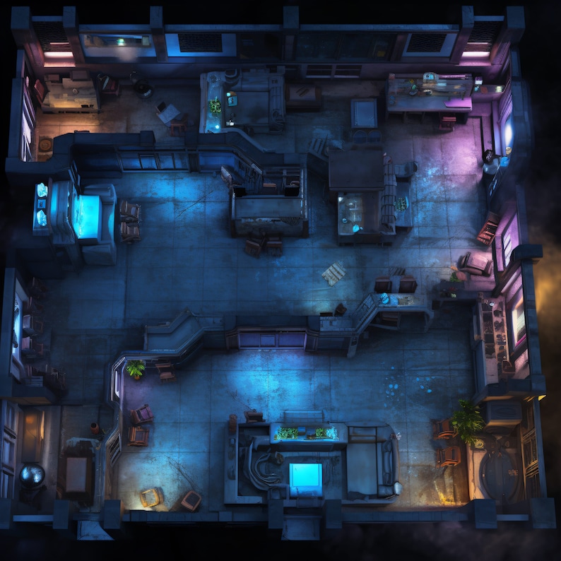 10 Cyberpunk Facility Battlemaps, Sci Fi, Dnd Battle Map, Cyberpunk, D ...