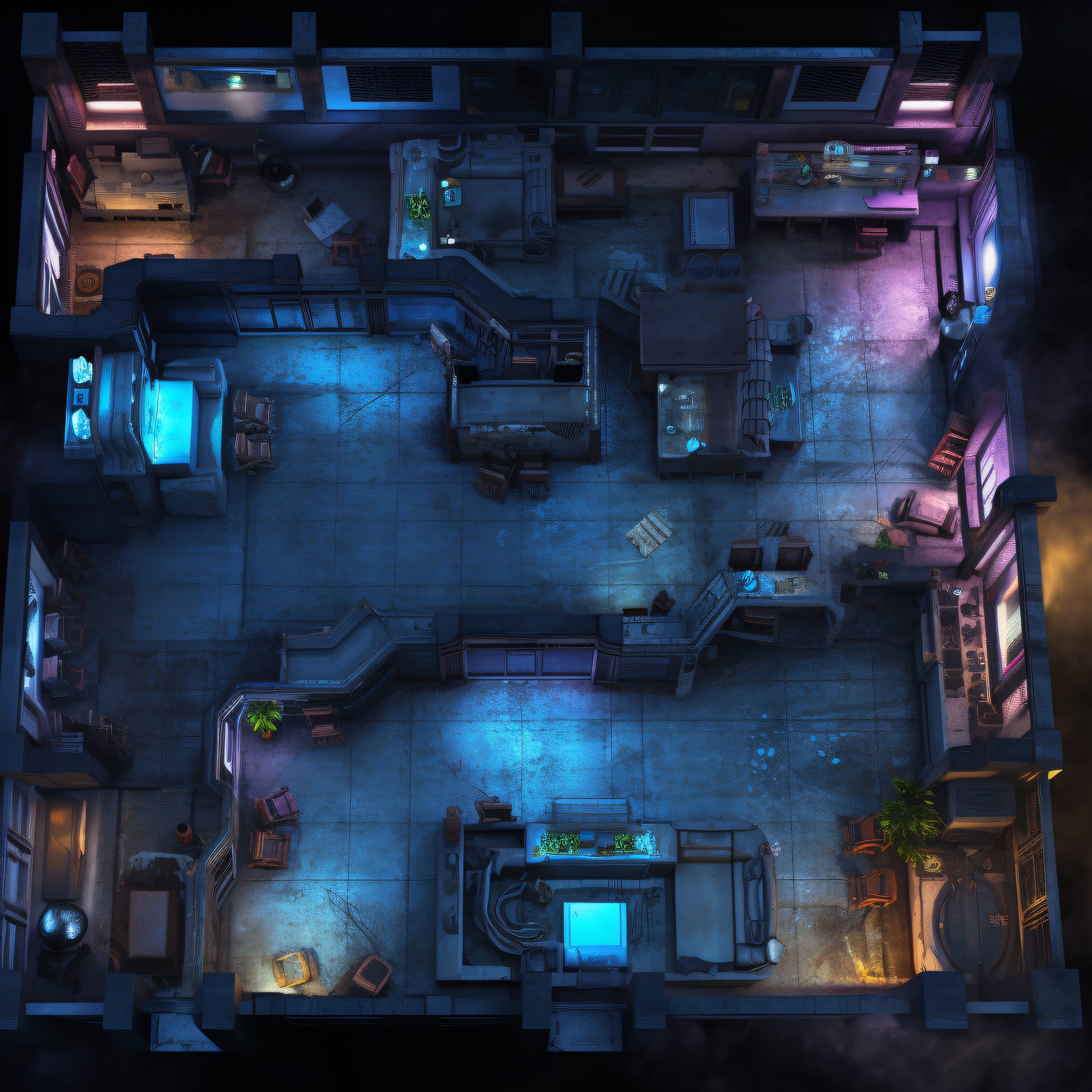 10 Cyberpunk Facility Battlemaps, Sci Fi, Dnd Battle Map, Cyberpunk, D ...