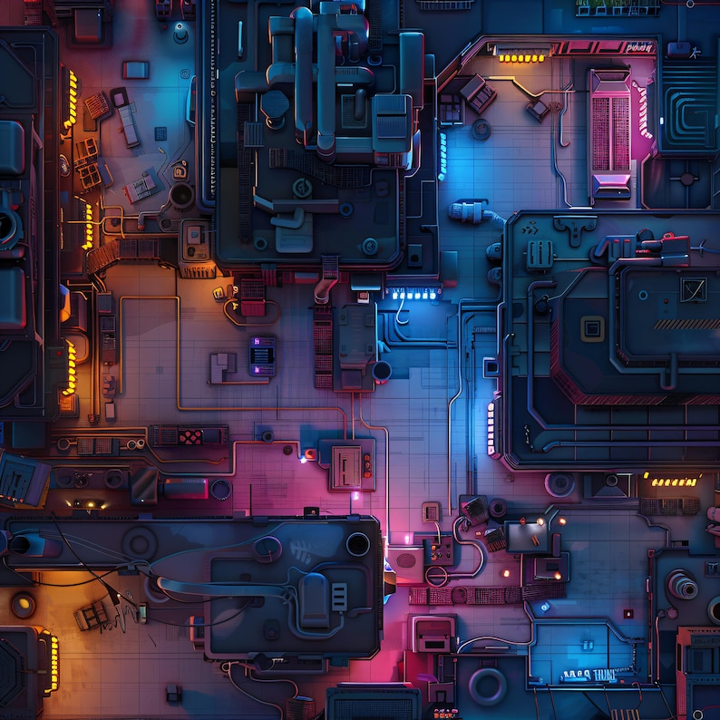 10 Cyberpunk Lab Battlemaps, Sci Fi, Dnd Battle Map, Cyberpunk, D&D ...