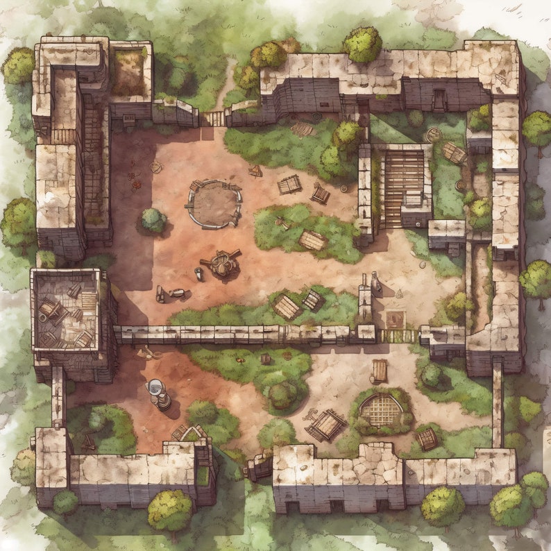 10 Ruins Battle Maps, Dnd Battle Map, Pathfinder, D&D, Battlemap ...