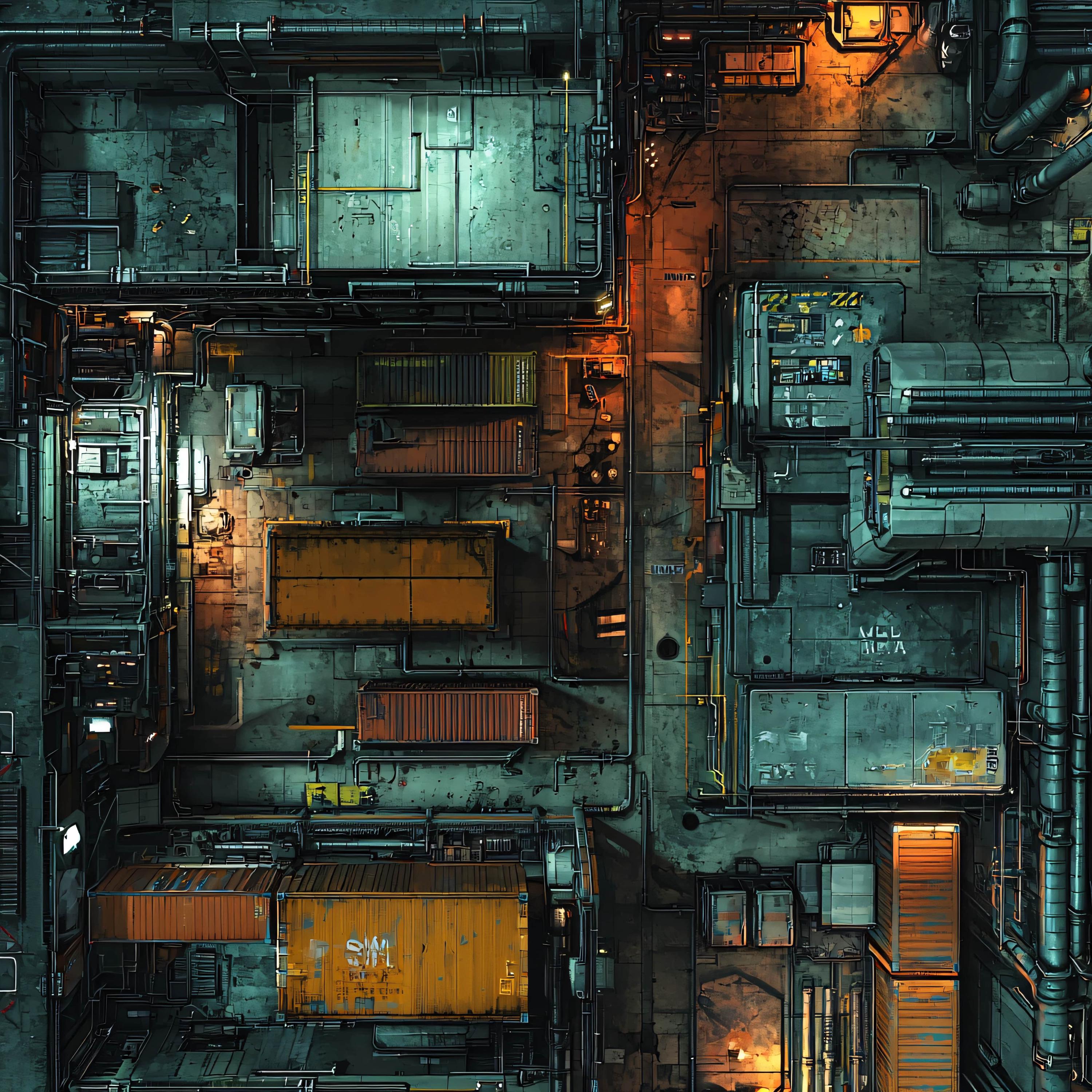 10 Cyberpunk Factory Battlemaps 2, Sci Fi, Dnd Battle Map, Cyberpunk, D ...