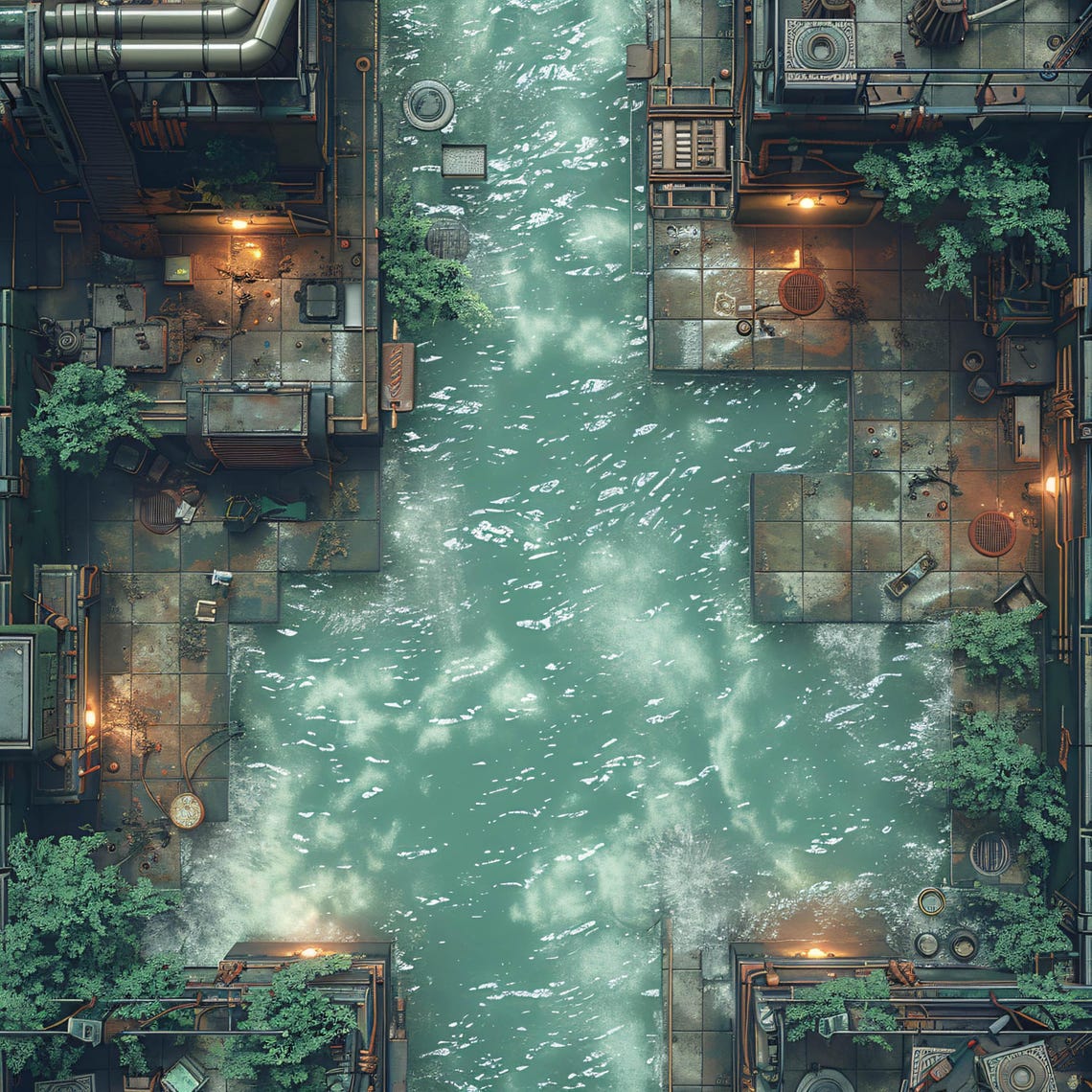 10 Cyberpunk Refinery Battlemaps, Sci Fi, Cyberpunk, D&D, Shadowrun ...