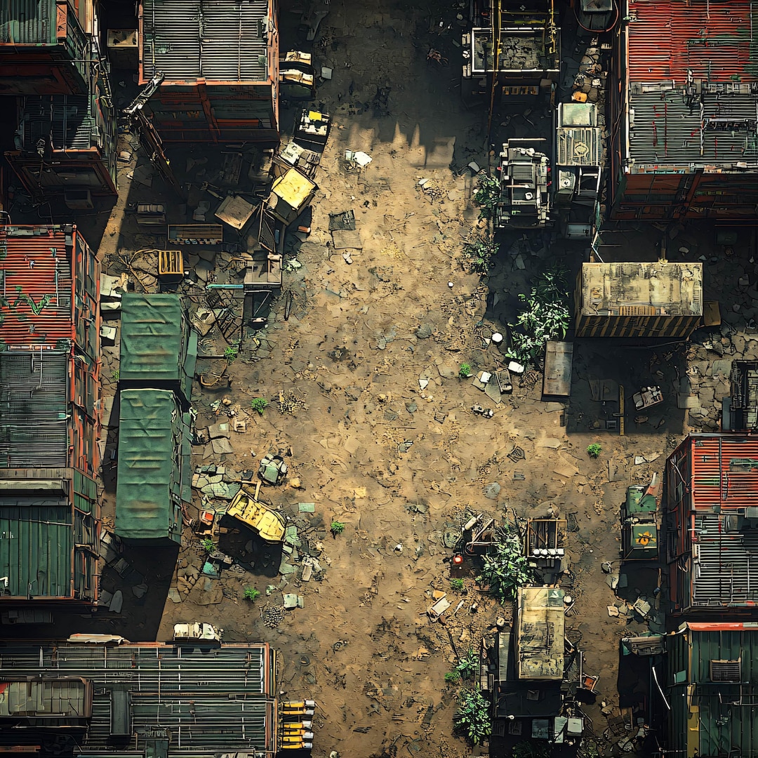 10 Cyberpunk Scrapyard Battlemaps, Sci Fi, Cyberpunk, Battle Map, D&D ...