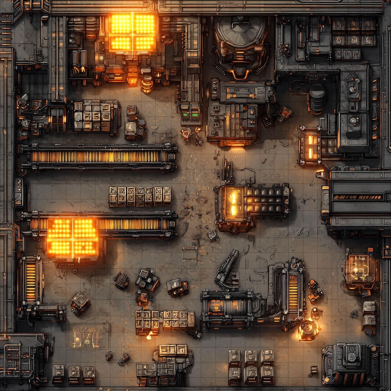 10 Cyberpunk Industrial Battlemaps, Sci Fi, Dnd Battle Map, Cyberpunk, D&D, Shadowrun, Roll20 ...