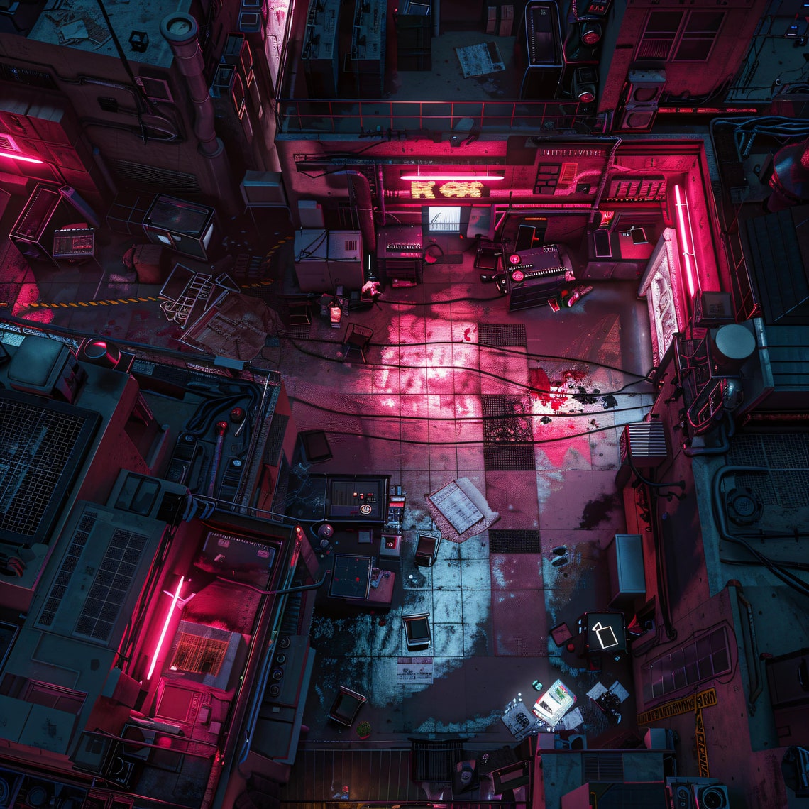 10 Cyberpunk Alley Battlemaps, Sci Fi, Dnd Battle Map, Cyberpunk, D&D ...