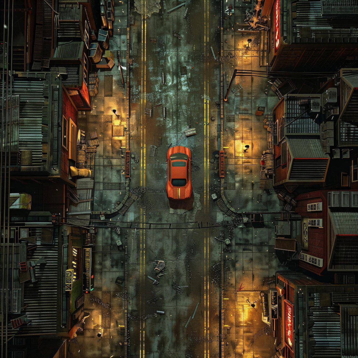 10 Cyberpunk City Streets Battlemaps, Sci Fi, Cyberpunk, D&D, Shadowrun ...