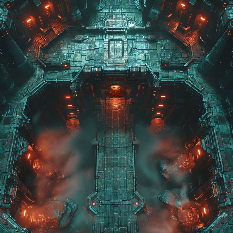 10 Cyberpunk Spaceport Battlemaps, Sci Fi, Dnd Battle Map, Cyberpunk, D ...