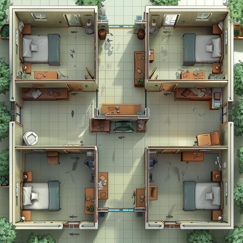 10 Cyberpunk Hospital Battlemaps, Sci Fi, Cyberpunk, D&D, Shadowrun ...